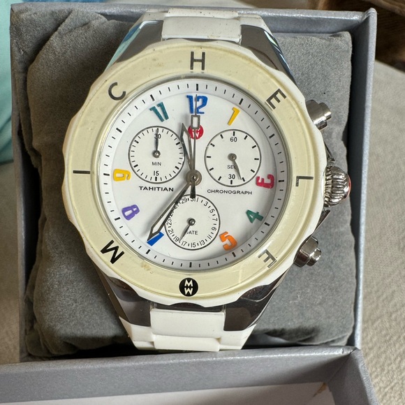 Michele | Accessories | Michele Tahitian Carousel White Watch With ...